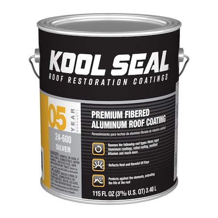 Koolseal Kool Seal Premium Silver Fibered Aluminum Roof Coating 1 gal KS0024600-16 | Zoro